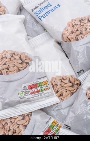 ASDA salted peanuts food packaging displaying dietary nutrition ...