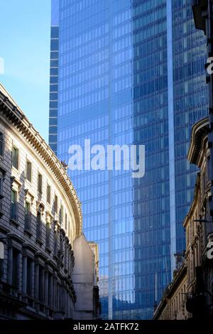 Modern architecture seen from Threadneedle Street, London, United ...