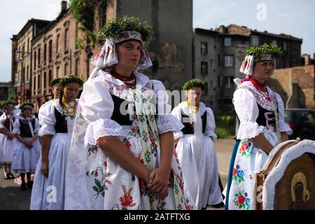 Poland, Swietochlowice, Lipiny district - 20.06.2019: people in ...