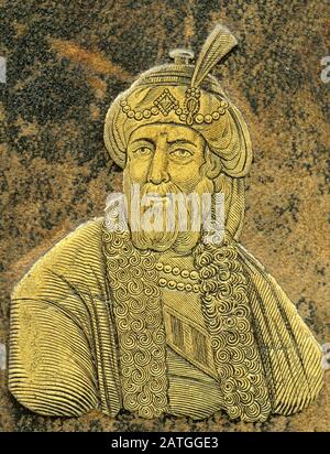 Engraving of Josephus, Jewish historian, from the front leather cover ...