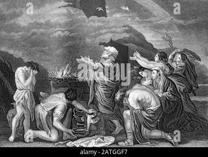 Noah and his family making the ark, Old Testament Window english ...
