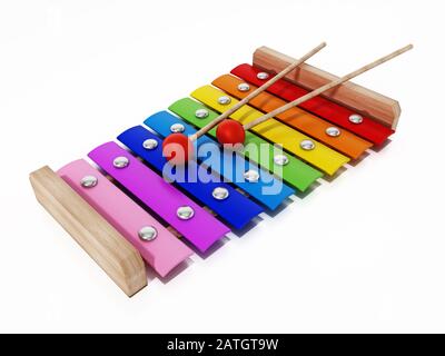 Colorful Xylophone Isolated on White Background. Retro Musical ...