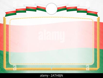 Horizontal frame and border with Madagascar flag, template elements for ...