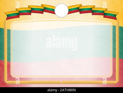 Horizontal frame and border with Lithuania flag, template elements for ...