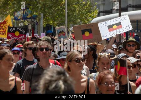 Perth, Australia. 26th January 2020. Invasion Day protests on stage and ...