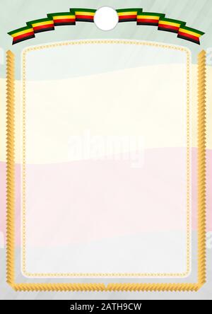 Vertical frame and border with Zimbabwe flag, template elements for ...