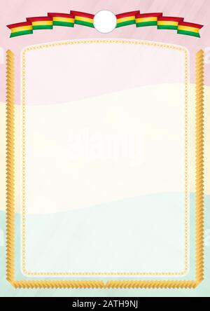 Vertical frame and border with Guyana flag, template elements for your certificate and diploma ...