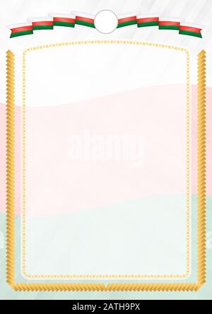 Vertical frame and border with Madagascar flag, template elements for ...
