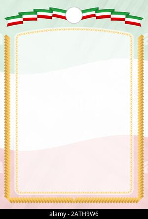 Vertical frame and border with Iran flag, template elements for your ...