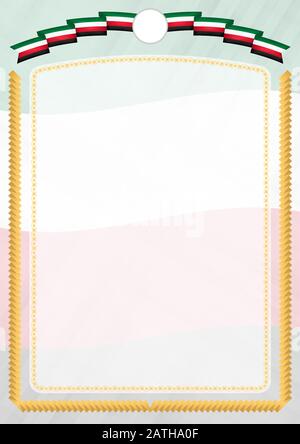 Vertical frame and border with Kuwait flag, template elements for your ...