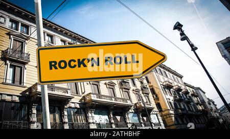 Street Sign the Direction Way to Rockn Roll Stock Photo - Alamy