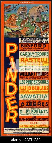 Poster for the French circus 'Cirque Pinder', designed by Gustave Soury ...