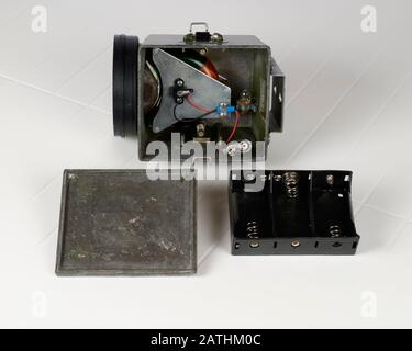 Bottom view of used Bardic signalling lamp, MoD type with baseplate ...