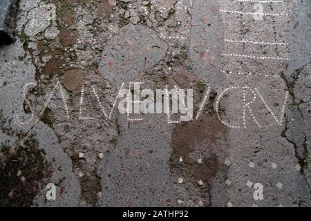 pompei ruins houses salve lucrum english welcome money detail Stock ...