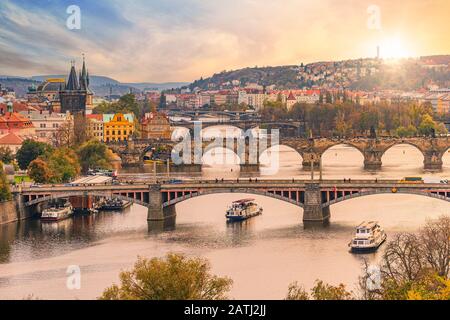 View on Prague Bridges Stock Photo - Alamy