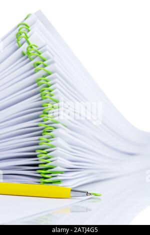 Stack of clipped blank paper sheet with pen ready to make note Stock ...