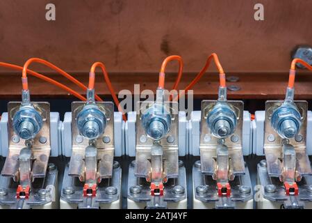 Power supply devices with screws connection cable Stock Photo - Alamy