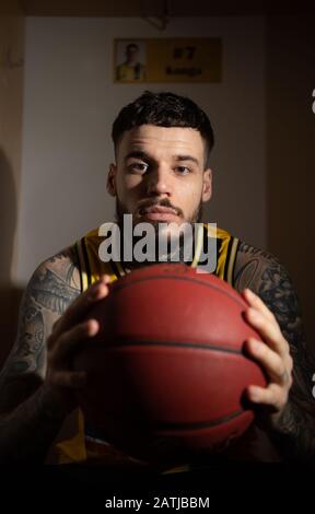 Ludwigsburg, Germany. 03rd Feb, 2020. The basketball player Konstantin ...