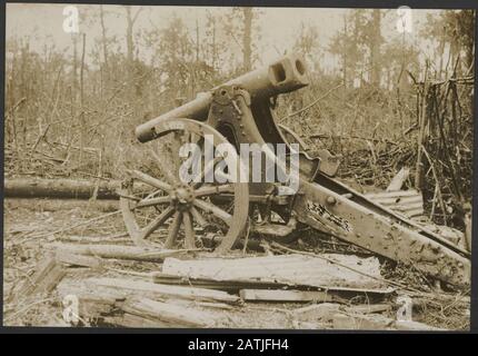 A German gun captured in Mametz Wood, on the Western Front in France ...