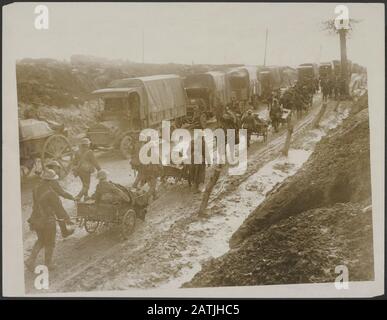 British soldiers in muddy trenches, First World War. British Army ...
