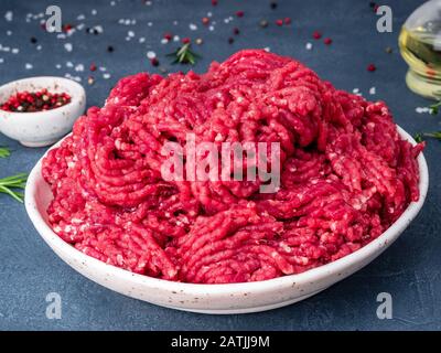 Mince. Ground meat with ingredients for cooking Stock Photo - Alamy