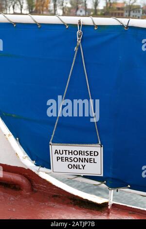 Authorised Personnel Only Sign at Ship Deck Stock Photo - Alamy