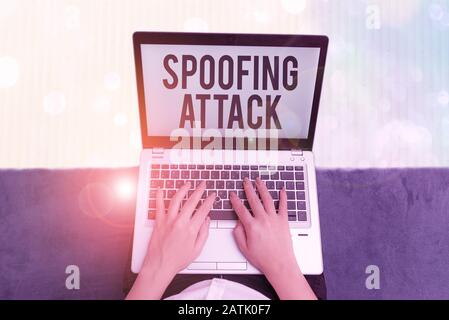 Text sign showing Spoofing Attack. Business photo showcasing ...