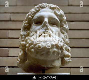 Roman statue of God Serapis. 2nd century AD. Marble. Probably, small ...