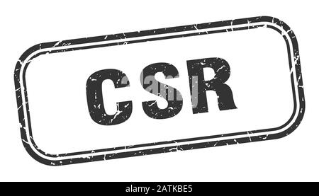 Grunge black CSR Corporate social responsibility word round rubber seal ...