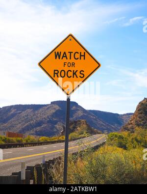 Falling Rocks Road Sign. Next One Mile. Traffic Signs Collection Stock ...