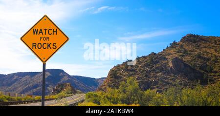 Falling Rocks Road Sign. Next One Mile. Traffic Signs Collection Stock ...