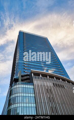 OSAKA, JAPAN - OCTOBER 15, 2019: The modern high-rise buildings and ...
