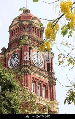 The red building of Yangon High Court Palace, Myanmar Stock Photo - Alamy