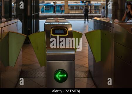 Myki ticket machine in Melbourne Australia. Myki is a smart card ...