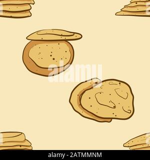 Balep korkun bread vector drawing. Food sketch of Flatbread, usually ...