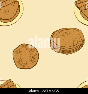 Colored drawing of Chapati bread. Vector illustration of Flatbread food ...