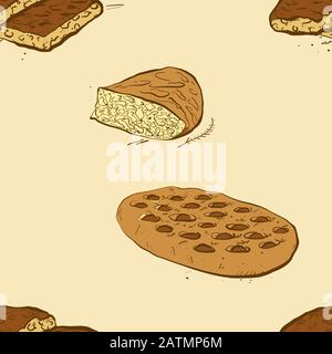 Colored drawing of Focaccia bread. Vector illustration of Yeast bread ...