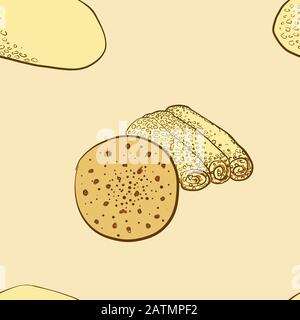 Colored drawing of Injera bread. Vector illustration of Flatbread food ...