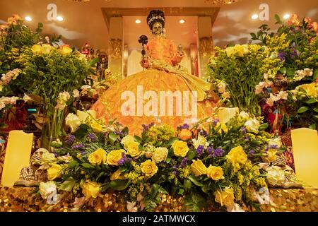 La Santa Muerte Altar with flowers, Lake Patzcuaro, Michoacan, Mexico ...