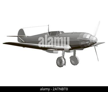 Old German military aircraft. Polygonal airplane isolated on a white ...