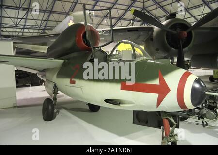 The Heinkel He 162 'Spatz' was a German jet fighter developed during ...