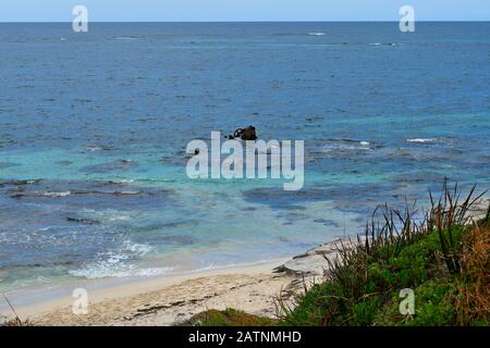 Australia, ship wreck on Porpoise bay in Indian ocean, Rottnest Island ...