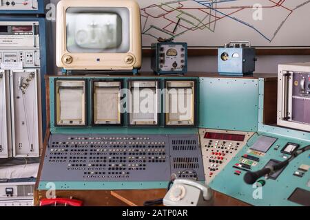 Control panel in old coal mine - Poland Stock Photo - Alamy
