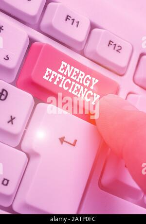 Writing note showing Energy Efficiency. Business concept for reduce the ...