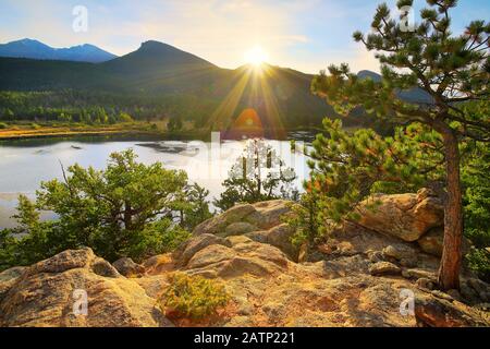 Lily Lake, Rocky Mountain National Park, Estes, Colorado, USA Stock ...
