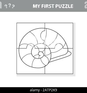 Kids entertaining game with a sea shell puzzle piece in a vector ...