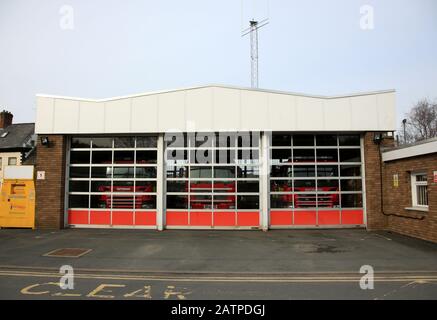 Fire engines parked in the fire station at Cambridge, England Stock ...