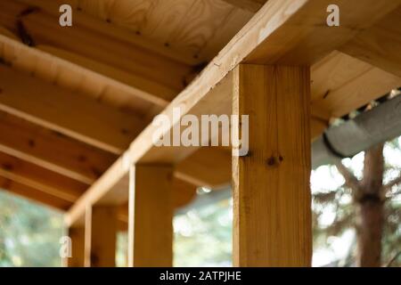 The texture of the log house elements showing wood fiber, March 29 ...