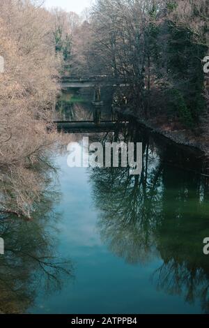Haliacmon river and the old bridge in Argos Orestiko,Greece Stock Photo ...