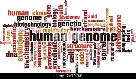 Human genome word cloud concept. Collage made of words about human ...